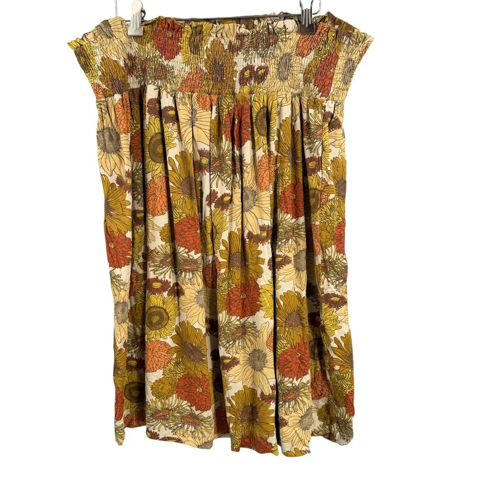 kate quinn | Skirts | Kate Quinn Skirt Adult Xl Mustard Floral Smocked ...